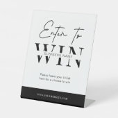 Minimal Black & White Business Raffle Enter to Win Pedestal Sign | Zazzle