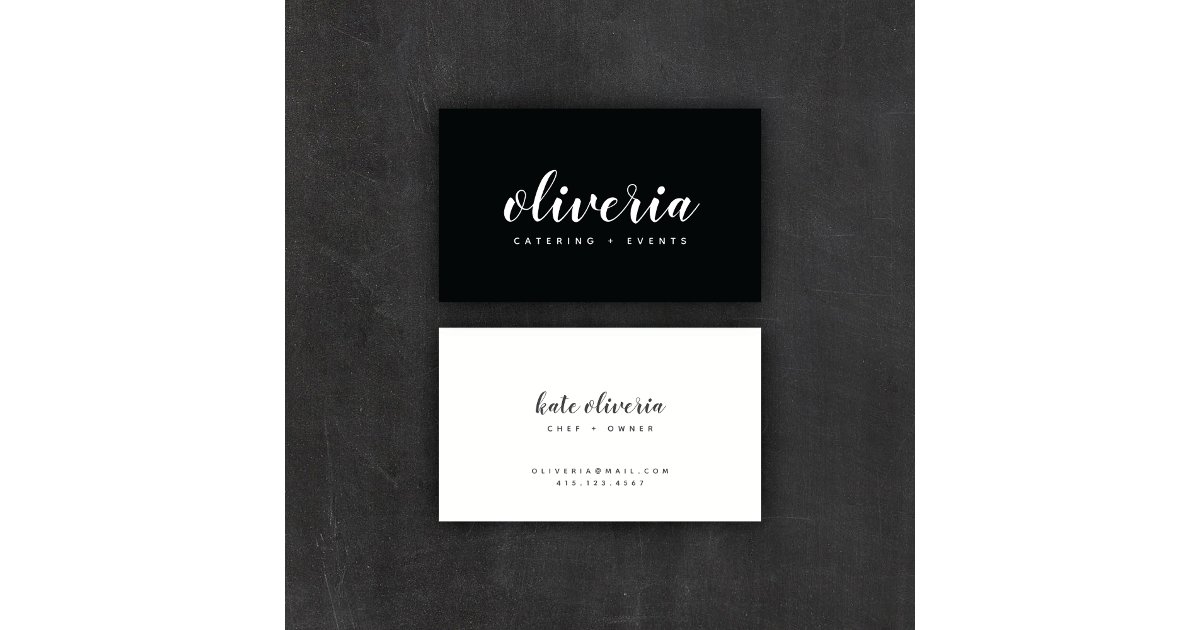 Minimal Black + White Calligraphy | Business Cards | Zazzle