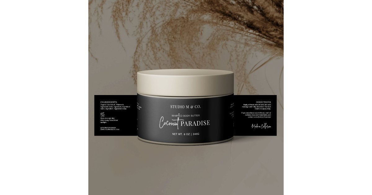 Minimal Black White Cosmetic Jar Ingredients Label | Zazzle