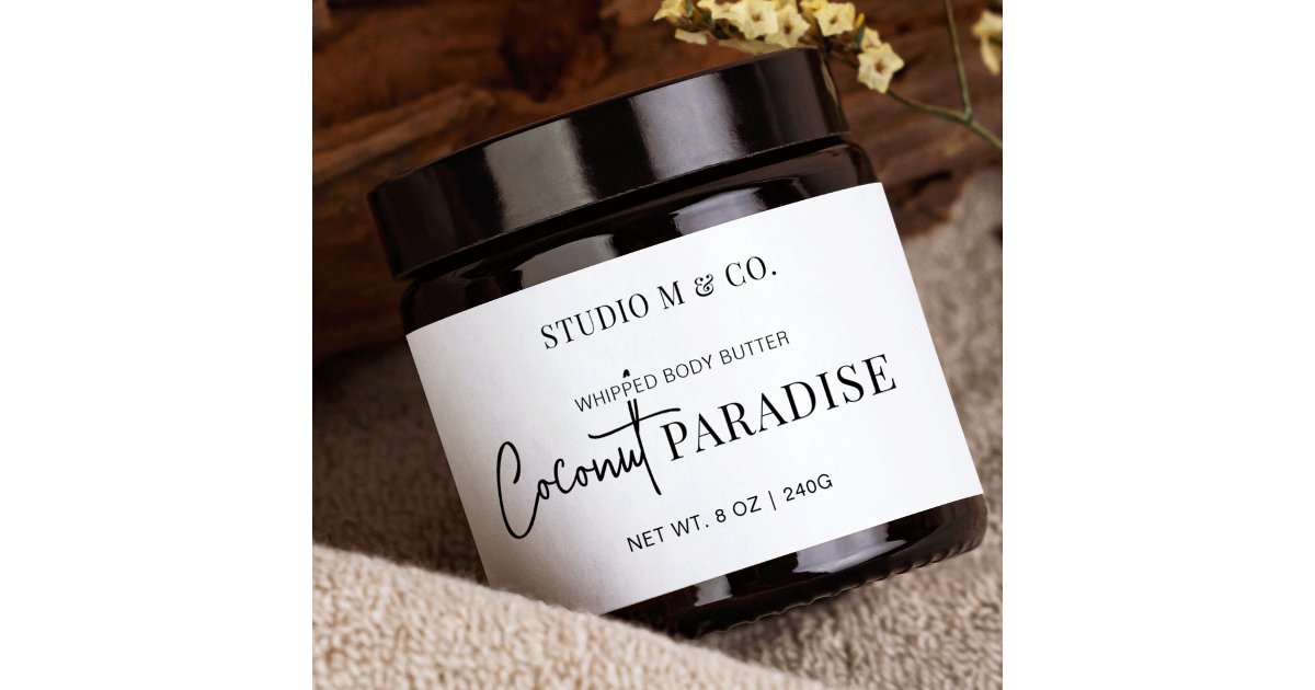 Minimal Black & White Cosmetic Jar Wrapper Label | Zazzle