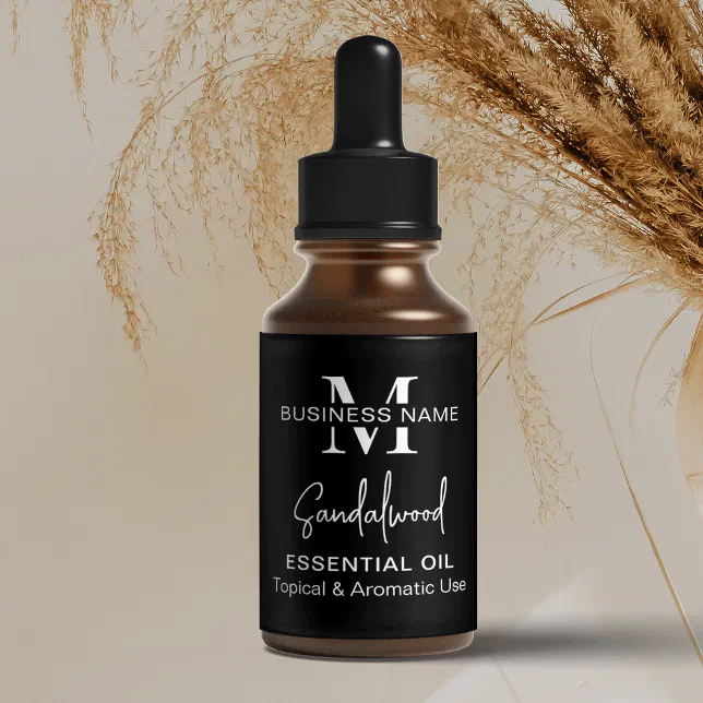 Minimal Black & White Essential Oil Dropper Bottle Label | Zazzle