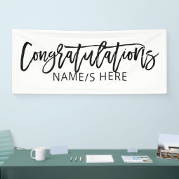 Minimal Black & White Handwritten Congratulations Banner | Zazzle