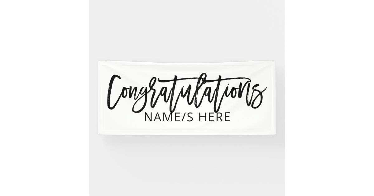 Minimal Black & White Handwritten Congratulations Banner | Zazzle