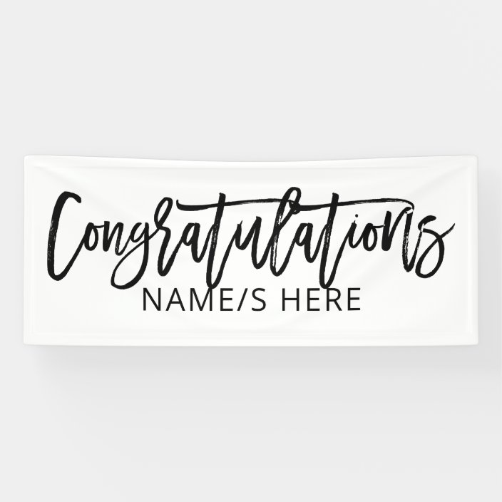 Minimal Black & White Handwritten Congratulations Banner | Zazzle