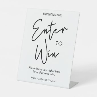 Minimal Black White Realtor Business Event Raffle Pedestal Sign | Zazzle