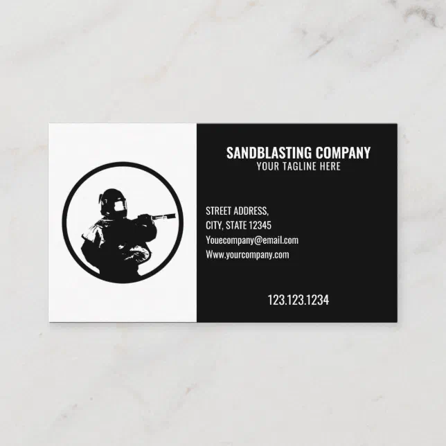 Minimal Black & White Sandblasting Business Card | Zazzle