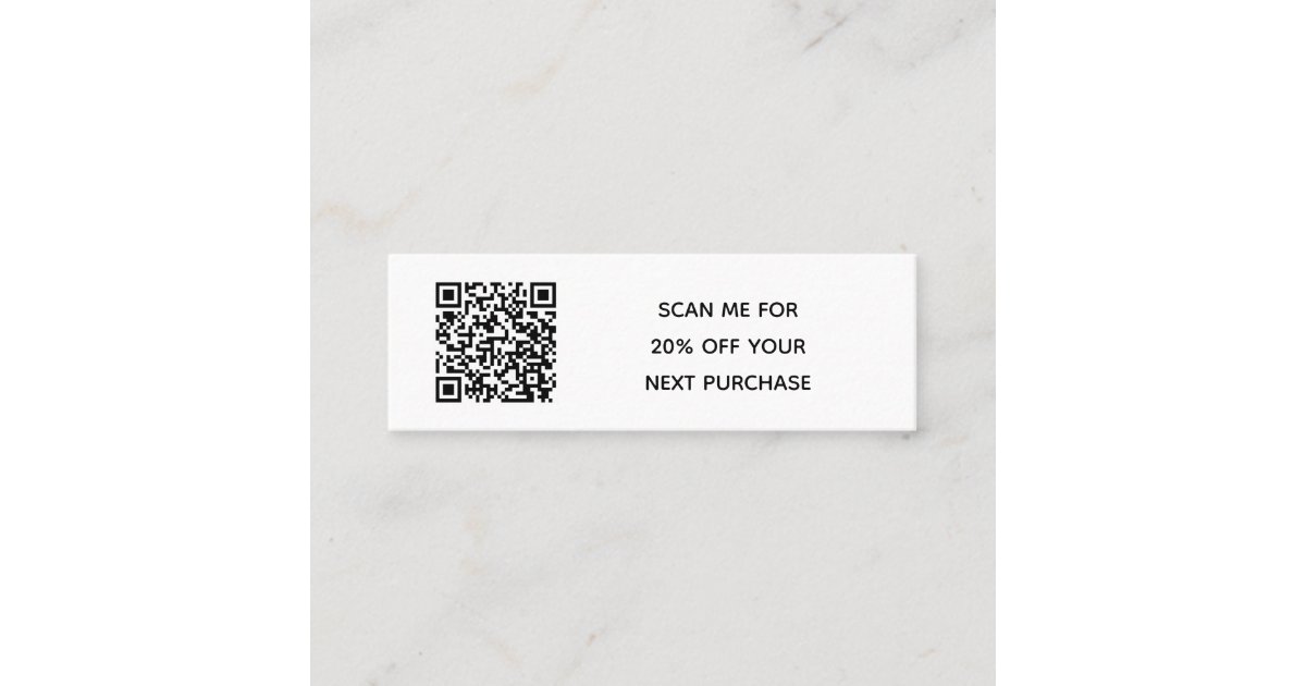 Minimal Black White Small Business QR Code Discoun Mini Business Card ...