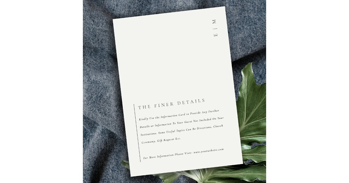 Minimal Black White Typography Wedding Details Enc Enclosure Card | Zazzle