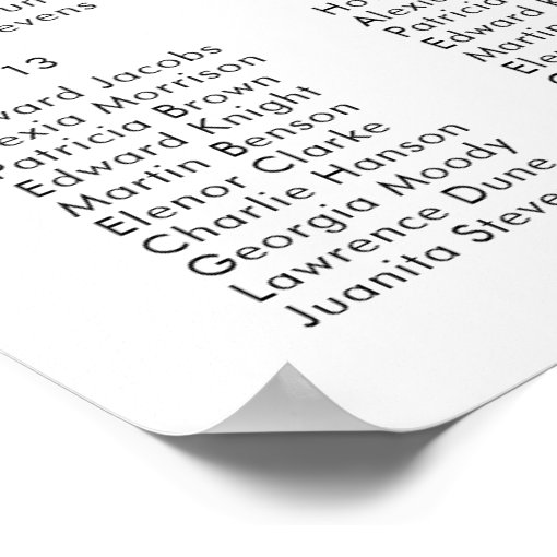 Minimal Black White Wedding Seating Chart MADDY | Zazzle