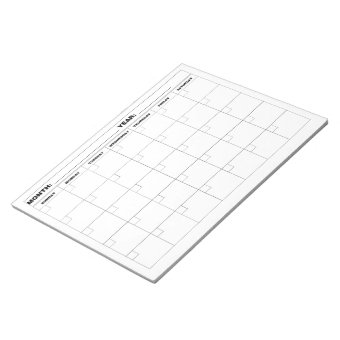 Minimal Blank Calendar Notepad | Zazzle
