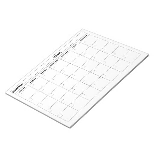 Minimal Blank Calendar Notepad | Zazzle