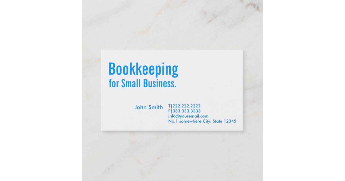 Minimal Blue Bookkeeping Business Card | Zazzle