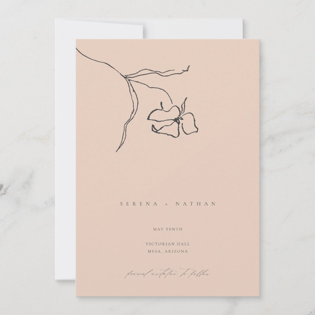 Minimal Blush Delicate Fine Art Floral Wedding Save The Date | Zazzle
