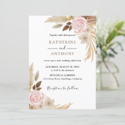 Minimal Boho Floral Wedding Invitation | Zazzle
