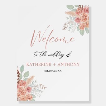 Minimal Boho Floral Wedding Welcome Poster | Zazzle