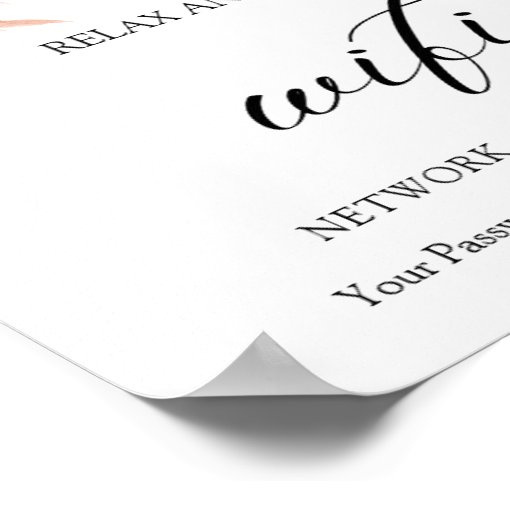 Minimal Boho Floral Wedding Wifi Poster | Zazzle