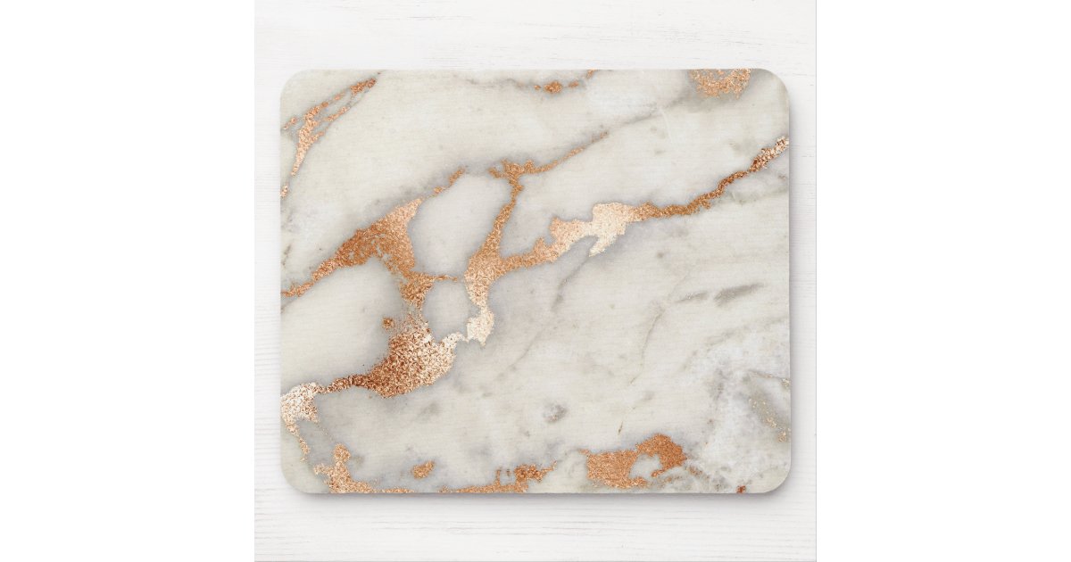 Minimal Branding Rose Gold Copper Marble Copper Mouse Pad | Zazzle