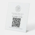 Minimal Business Logo Scan QR CODE Pedestal Sign | Zazzle