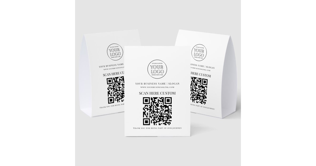 Minimal Business Logo Scan QR CODE Table Tent | Zazzle