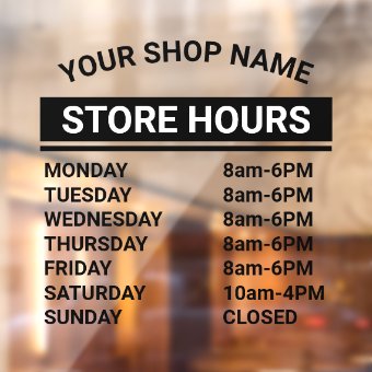Minimal Business Name Store Hours Of Operation Window Cling | Zazzle