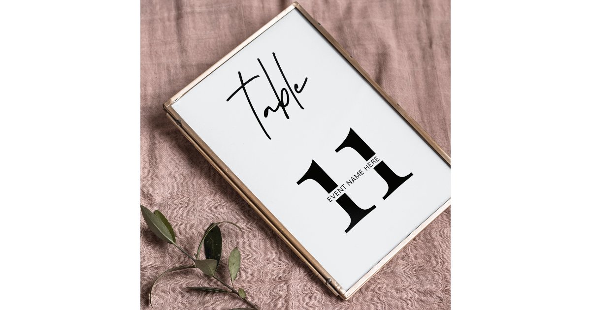 Minimal Business Reception Table Number Sign | Zazzle