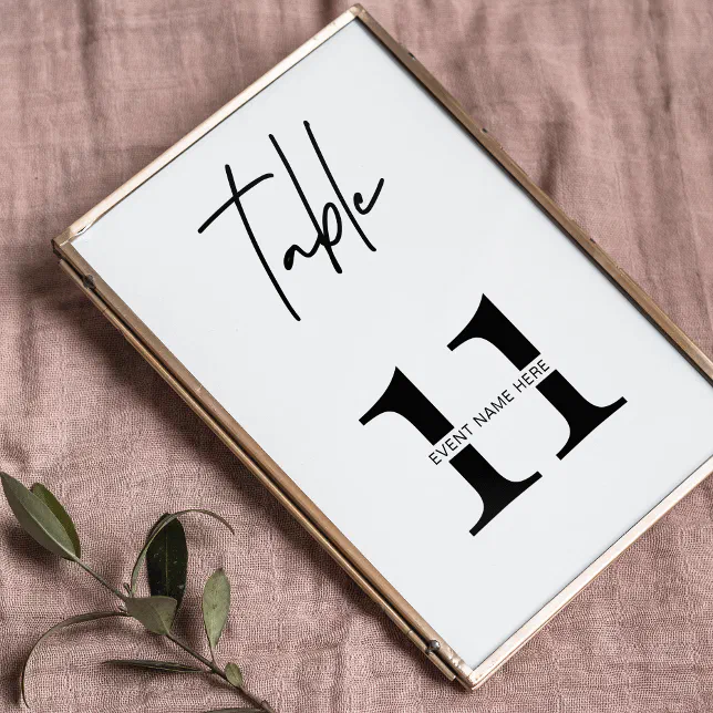 Minimal Business Reception Table Number Sign | Zazzle