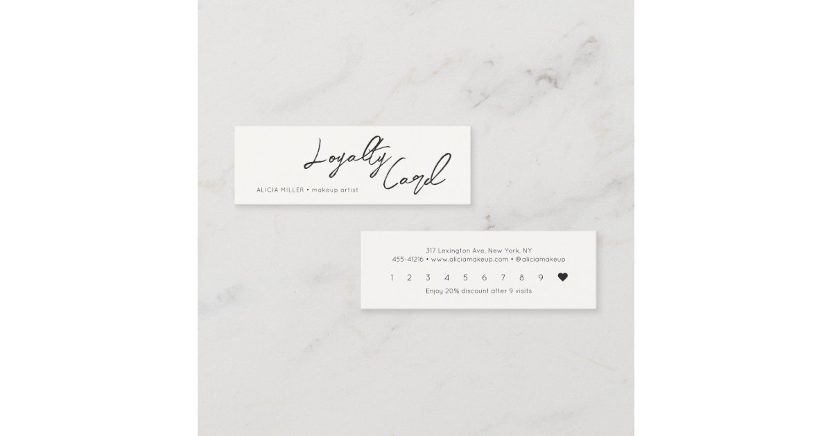 Minimal Calligraphy Handwritten Business Loyalty Card | Zazzle