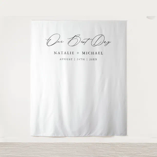 Minimal Calligraphy Wedding Photo Booth Backdrop | Zazzle