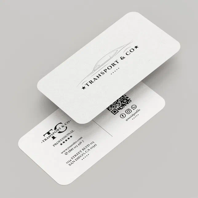 Minimal Car Driver Transport Taxi Company White Business Card | Zazzle