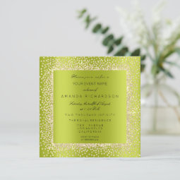 Minimal Champaigne Gold Black Confetti Sepia Green Invitation | Zazzle