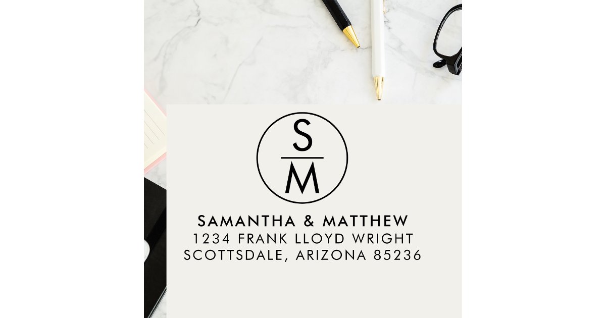 Minimal Chic Wedding Monogram Return Address Self-inking Stamp | Zazzle