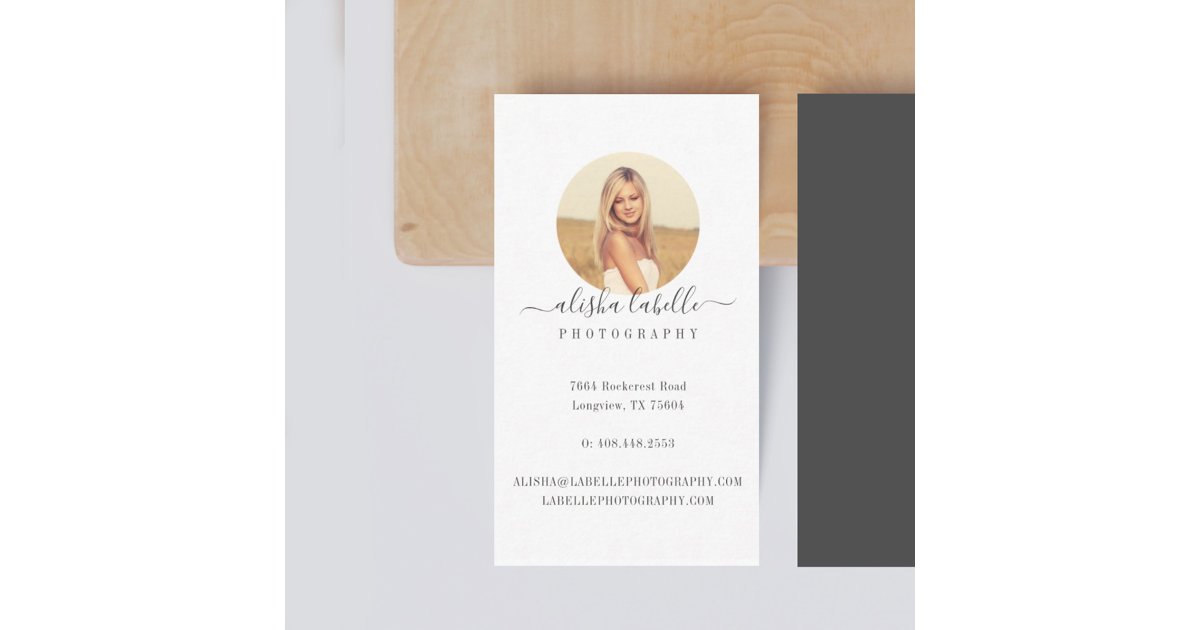 Minimal Circle Photo Frame Business Card | Zazzle