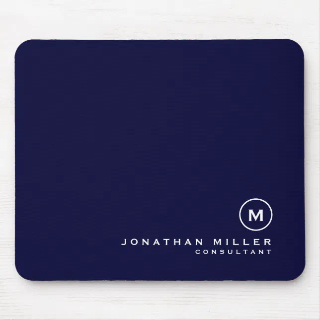 Minimal Classic Monogram Navy Blue Mouse Pad | Zazzle