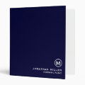 Minimal Classic Navy Blue Monogram 3 Ring Binder | Zazzle