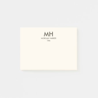 Minimal Clean Initials Neutral Post-it Notes | Zazzle