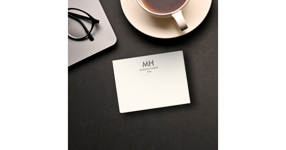 Minimal Clean Initials Neutral Post-it Notes | Zazzle