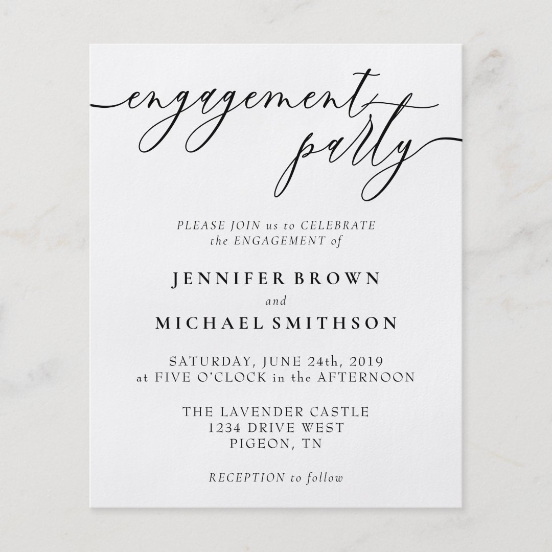 Minimal Clean Modern Engagement Party Budget Flyer | Zazzle