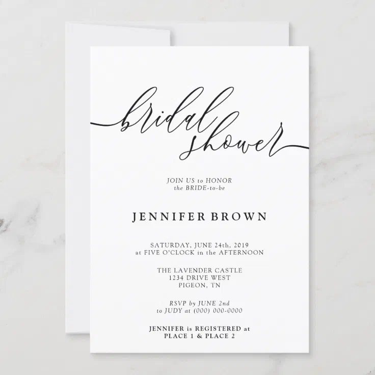 Minimal Clean Modern White Script Invitation | Zazzle