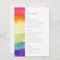 Minimal Colorful Pride Rainbow Wedding Menu Card | Zazzle