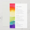 Minimal Colorful Pride Rainbow Wedding Menu Card | Zazzle