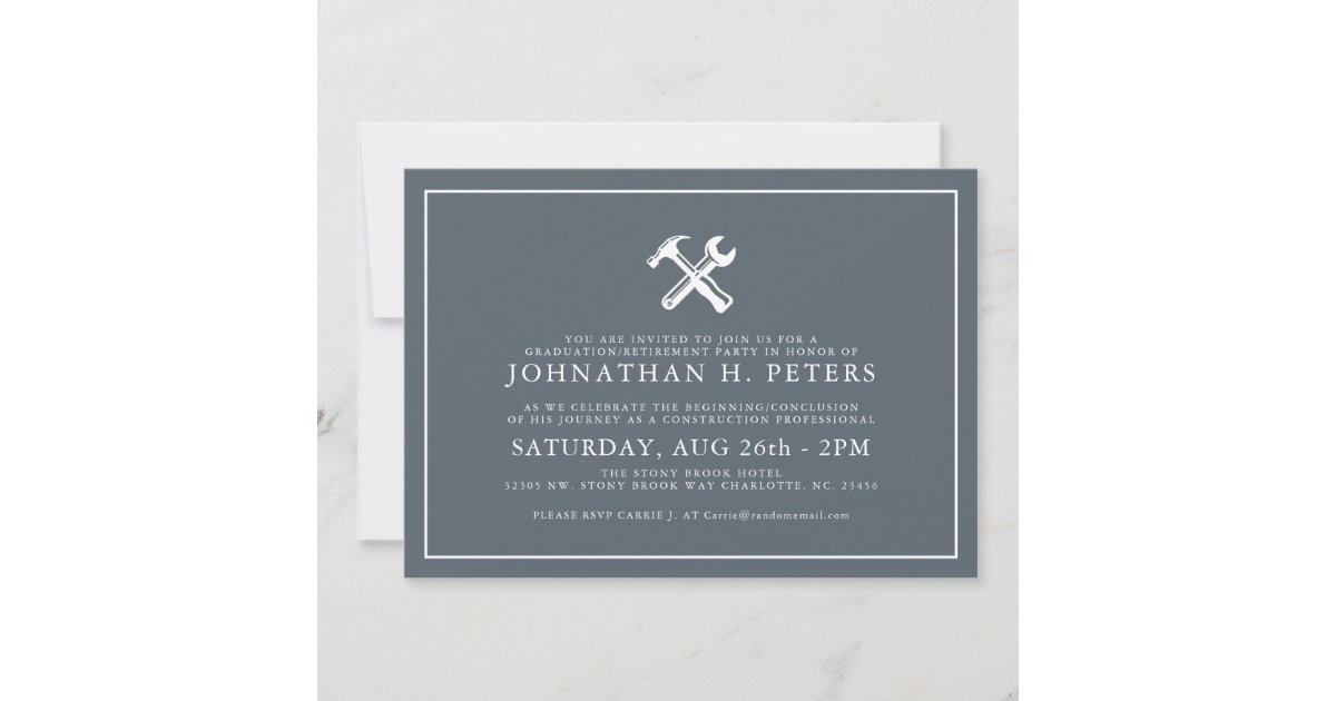 Minimal Construction Graduation|Retirement Invite | Zazzle