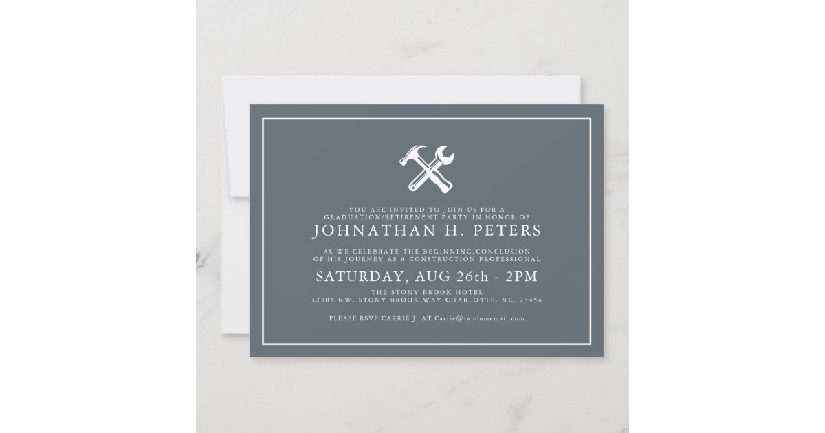 Minimal Construction Graduation|Retirement Invite | Zazzle