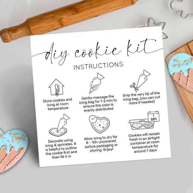 Minimal Cookie Decorating Care Card Elegant Logo | Zazzle