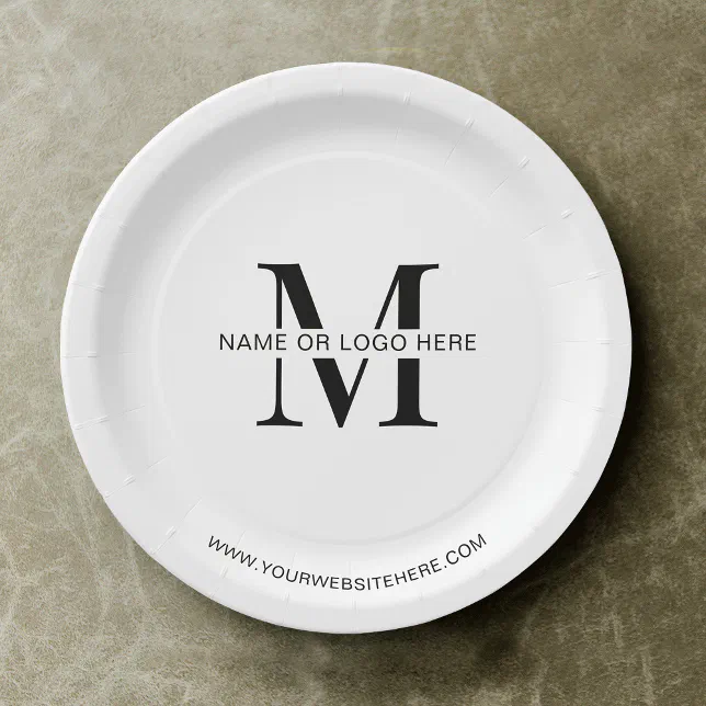 Minimal Corporate Event Business Logo Custom Paper Plates | Zazzle