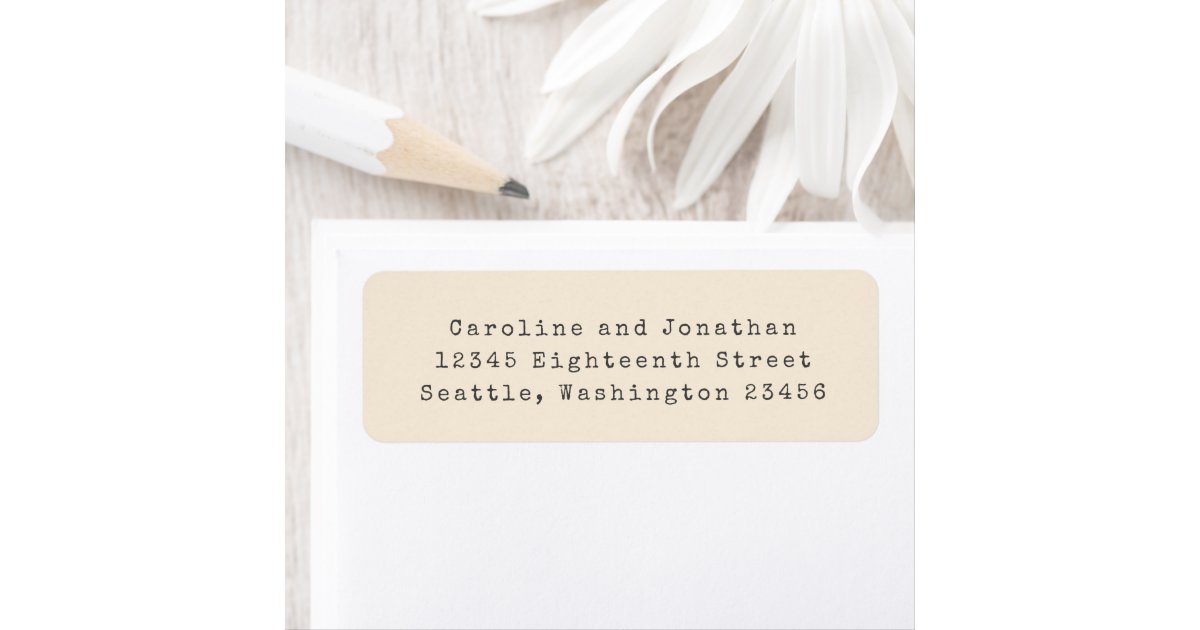 Minimal Cream Retro Typewriter Font Return Address Label | Zazzle