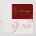 Minimal Crimson Red Foliage Outline Wedding Invitation | Zazzle