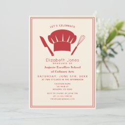 Minimal Culinary School Graduation Party Invitation | Zazzle