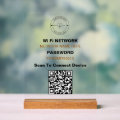 Minimal Custom Made Logo QR Code Wifi Details Acrylic Sign | Zazzle