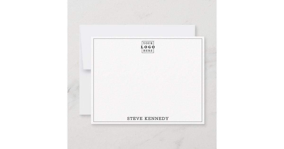 Minimal Custom Name Professional Business Logo Note Card | Zazzle
