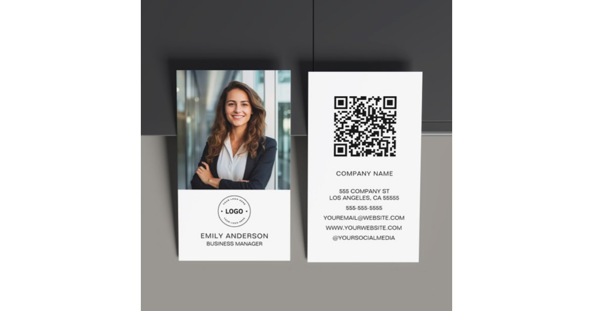 Minimal Custom Photo Logo Business Card | Zazzle